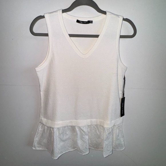 Doe & Rae | Tops | Nwt Doe Rae Ribbed Tank Top With Eyelet Frill | Poshmark